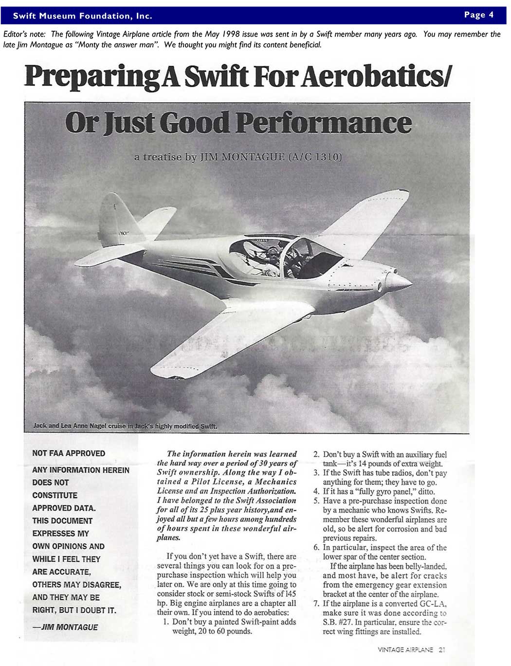 July 2021 Swift Museum Foundation Newsletter