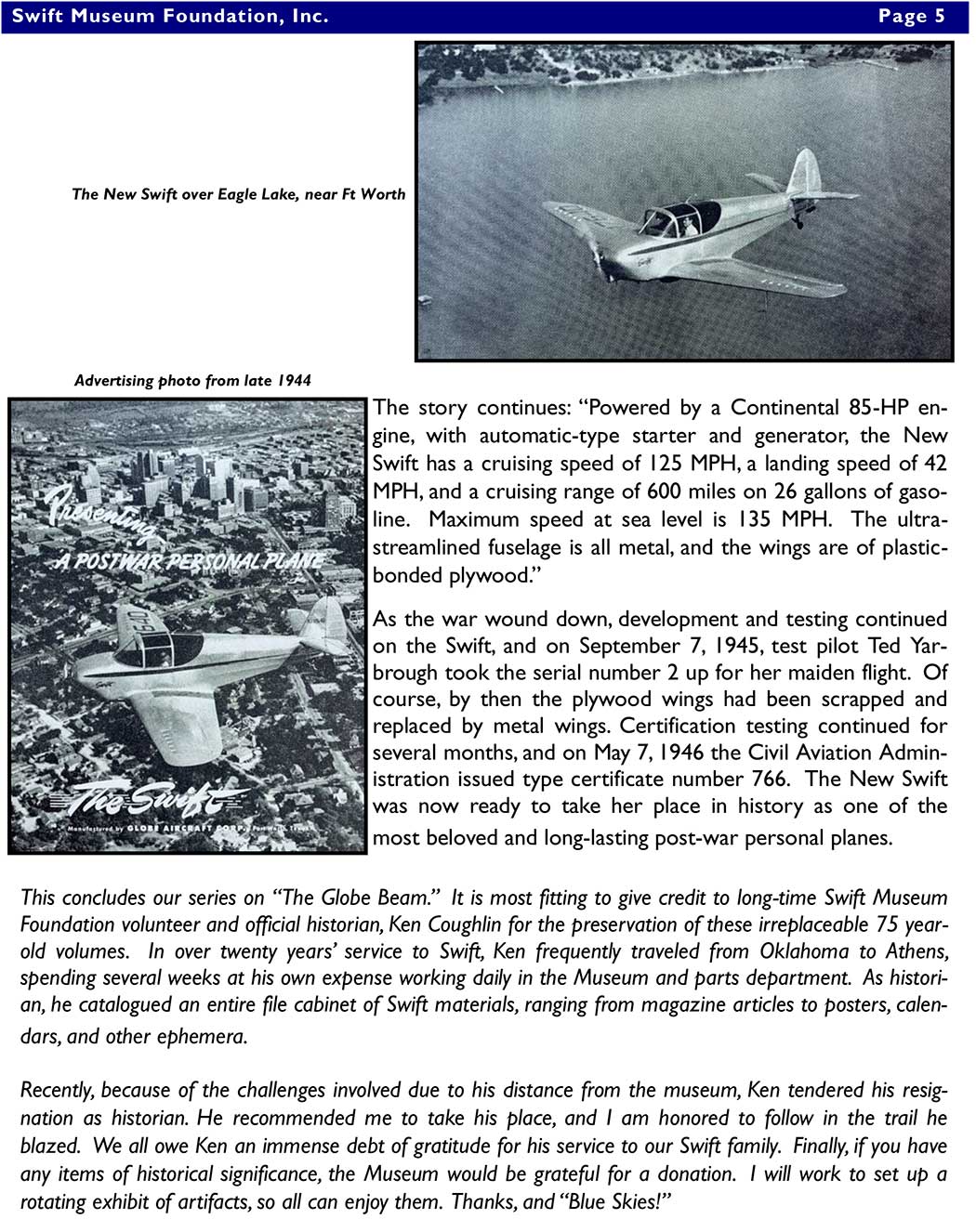 November 2021 Swift Museum Foundation Newsletter
